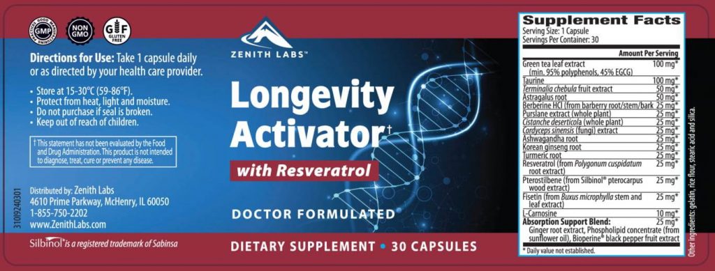 Longevity Activator Anti Aging Formula Review by Zenith Labs